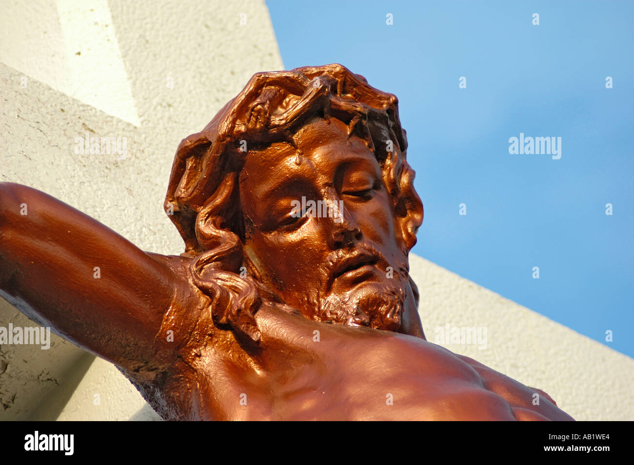 Statue of Jesus on the cross in southern USA America Cemetery Stock ...