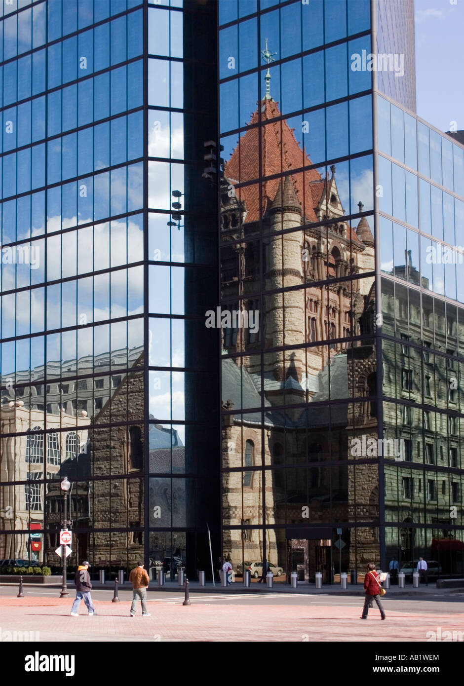 Trinity Church reflected in John Hancock Building, Boston MA USA Stock ...