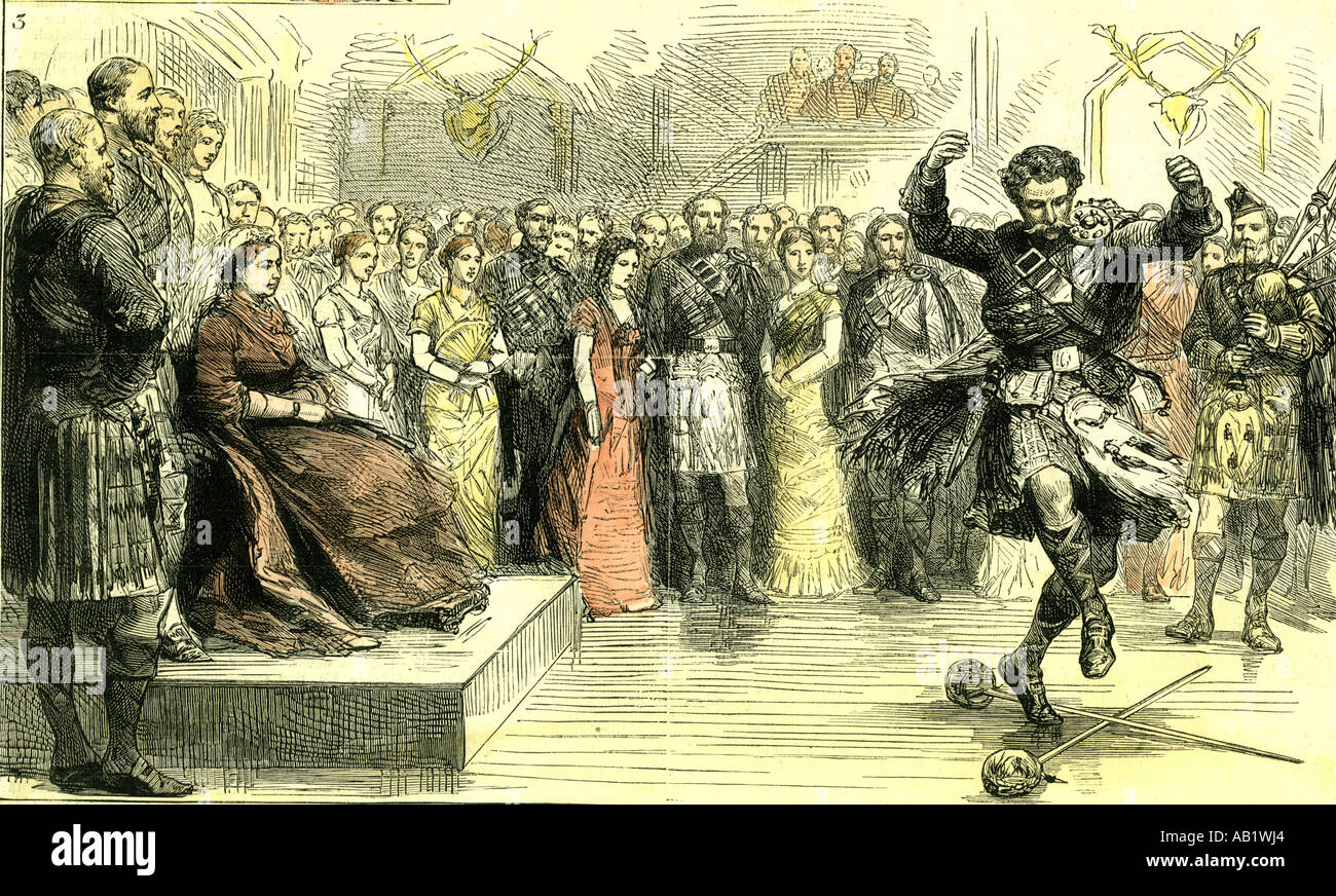 The court in the Highlands Scotland 1880 a sword dance Stock Photo - Alamy