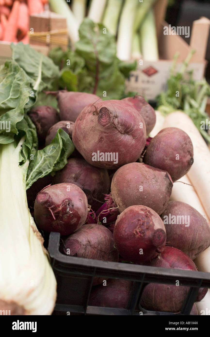 Beetroot in a crate at a market FoodCollection Stock Photo - Alamy