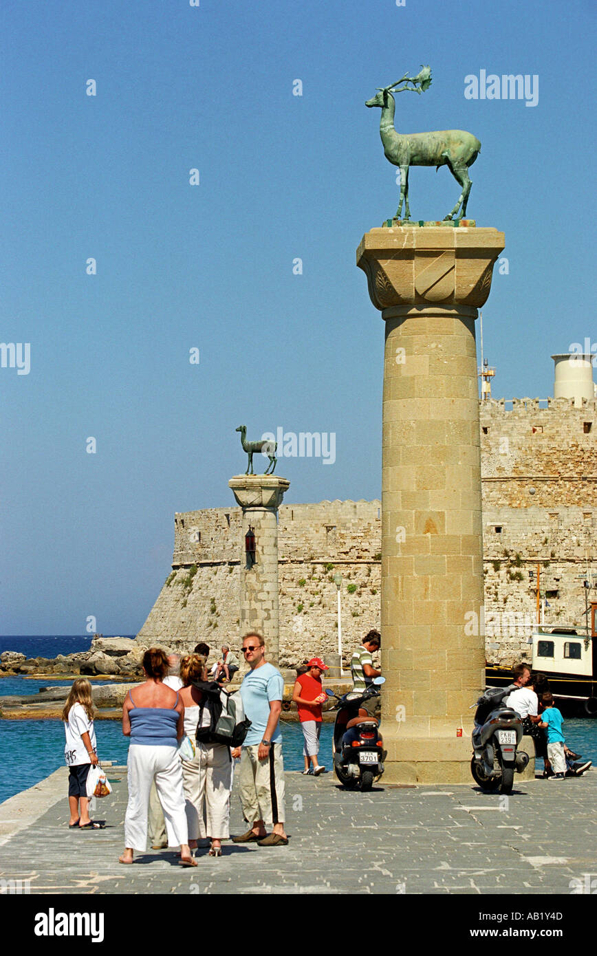 Mandraki harbour in Rhodes Stock Photo - Alamy