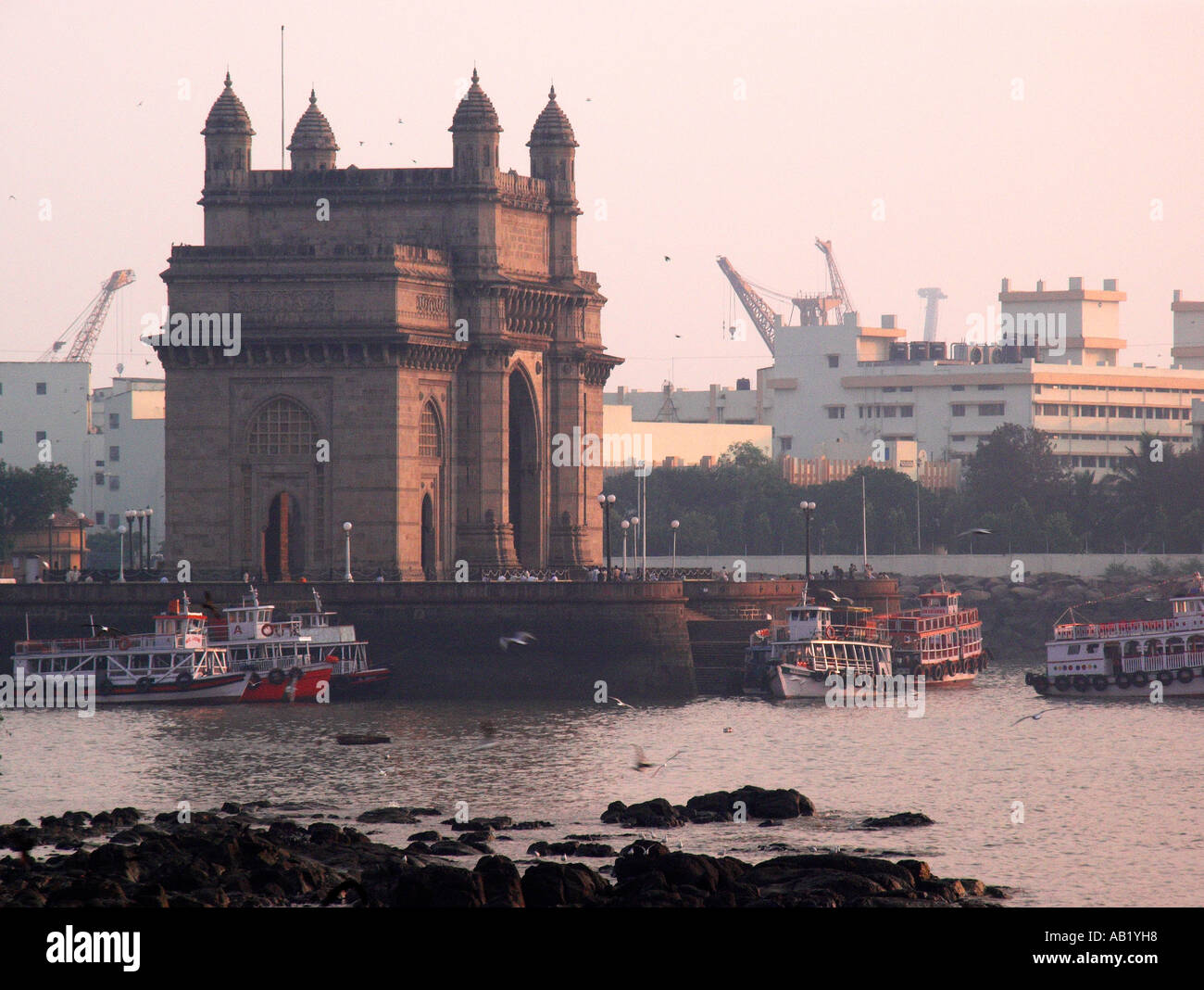 Gateway of India memorial arch dockside waterfront Colaba Mumbai India ...