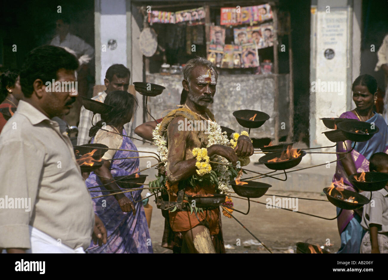 A devotee leading a religious procession, Chennai, Tamil Nadu, India ...