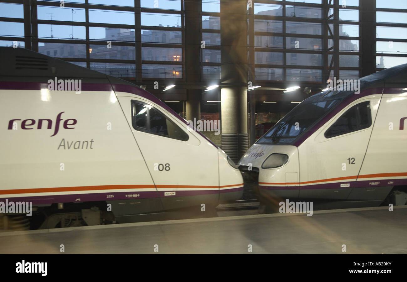 Two Renfe AVE Trains at Atocha Railway Station, Madrid, Spain Stock ...