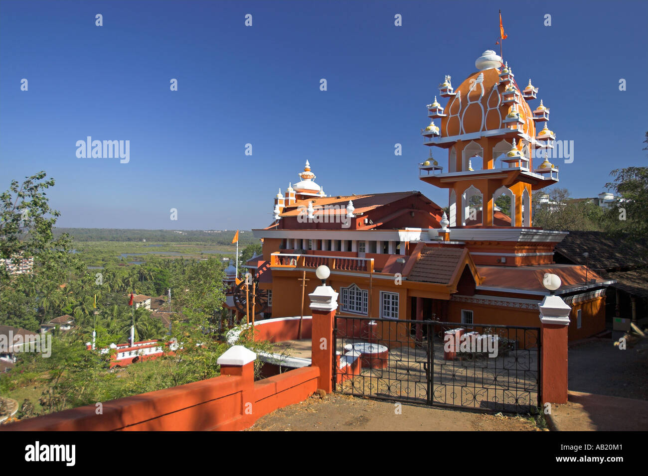Orange Maruti Temple dedicated to Hindu monkey god Hanuman overlooks ...