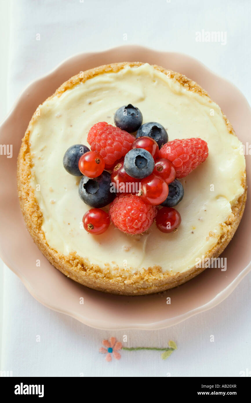 Cheesecake with fresh berries overhead view FoodCollection Stock Photo ...