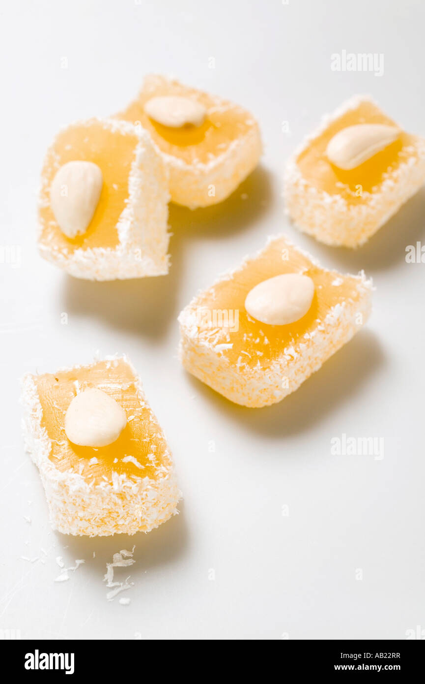 Turkish delight with almonds and coconut FoodCollection Stock Photo - Alamy