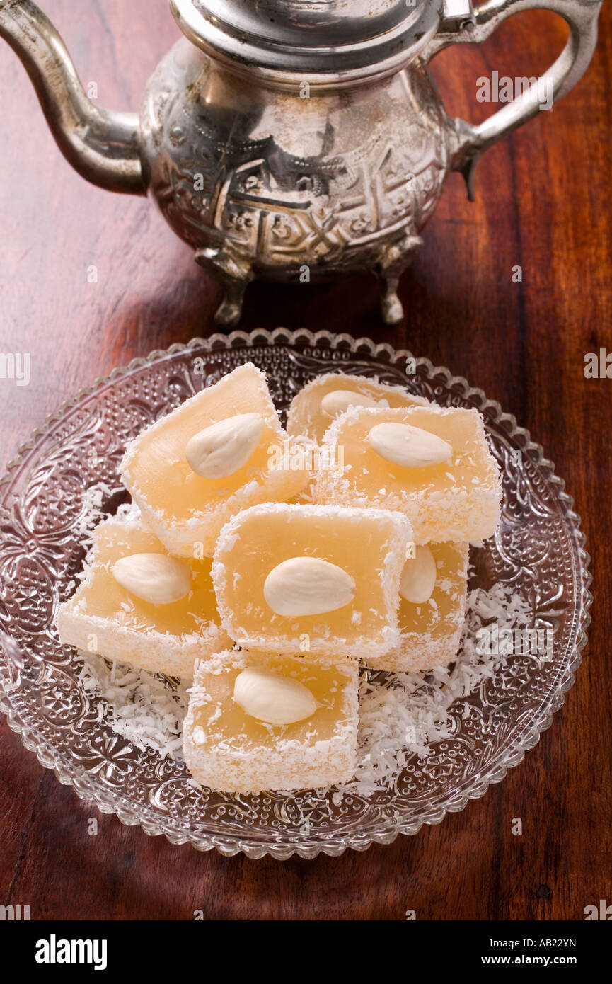 Turkish delight with almonds and coconut FoodCollection Stock Photo - Alamy