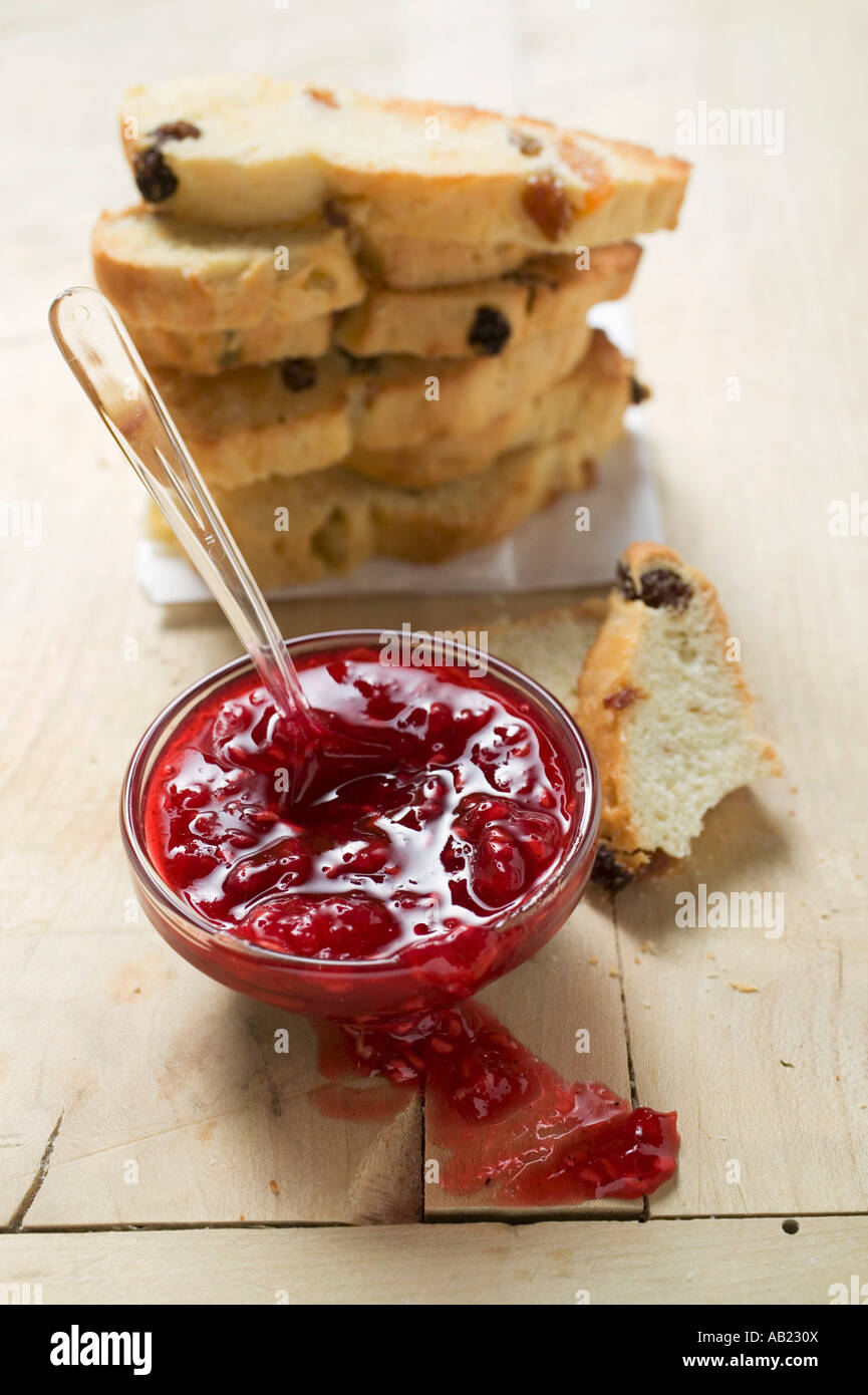 Raspberry jam and raisin bread FoodCollection Stock Photo - Alamy