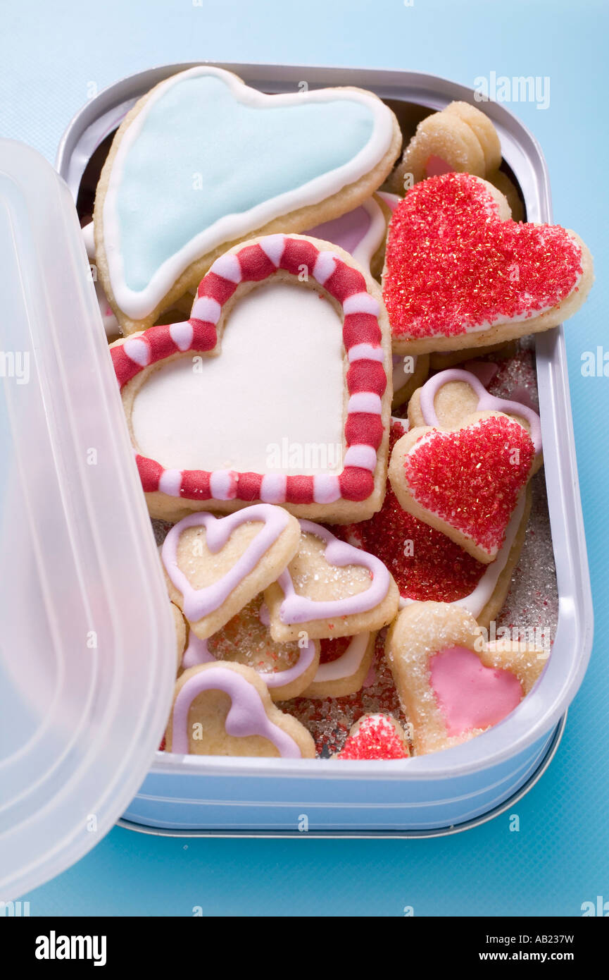 Assorted heart shaped biscuits in biscuit box FoodCollection Stock ...