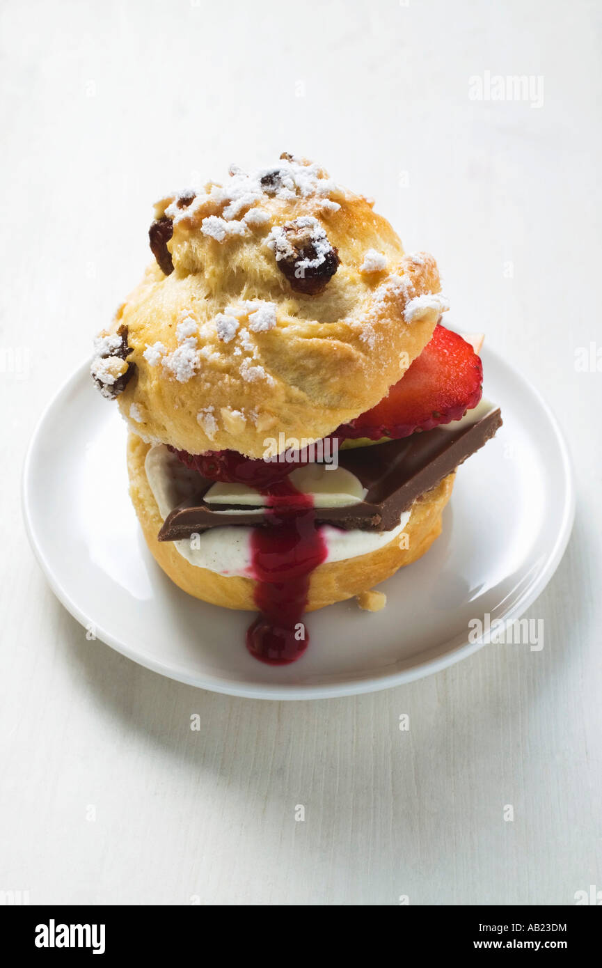 Sweet chocolate burger with strawberries FoodCollection Stock Photo - Alamy