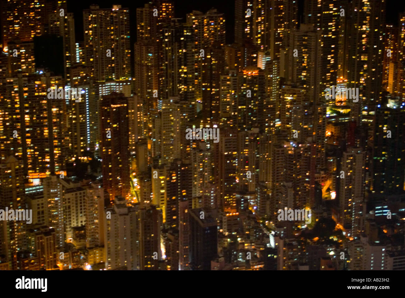 High density city at night aerial view hong kong mid levels Stock Photo ...
