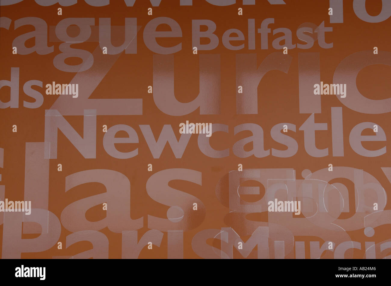 newcastle zurich belfast orange names cities destinations european ...