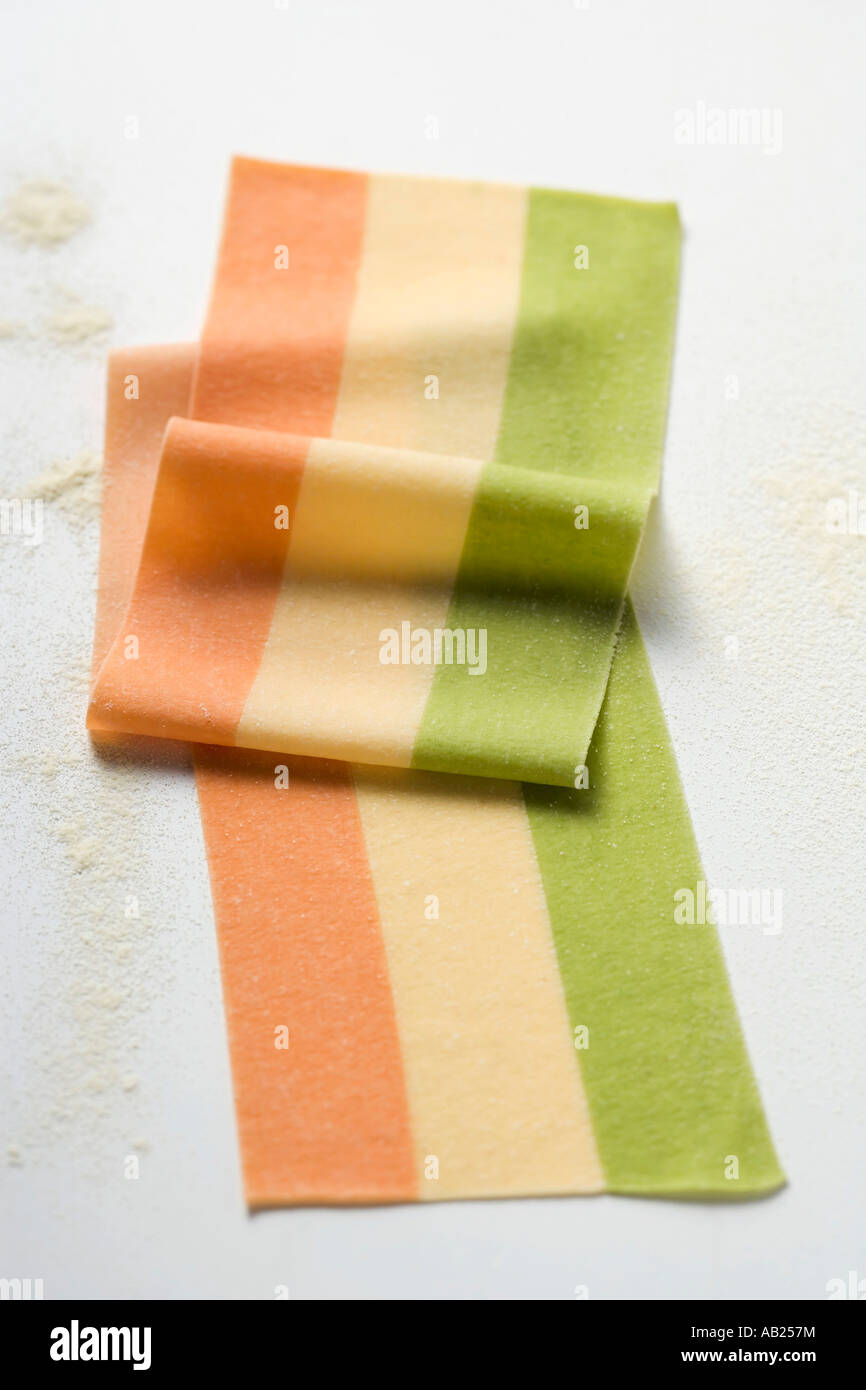 Striped pasta dough in three colours FoodCollection Stock Photo - Alamy