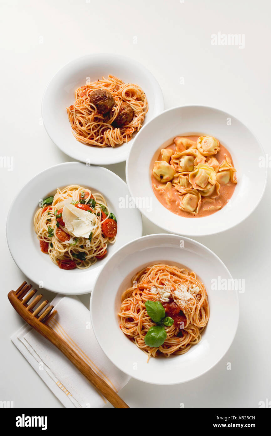 Four different pasta dishes FoodCollection Stock Photo - Alamy