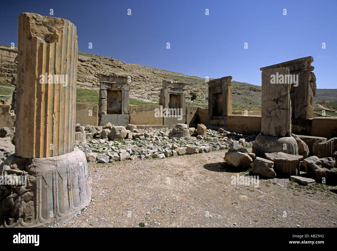 Ruins and remains of interior space in ancient city of Persepolis, Iran ...