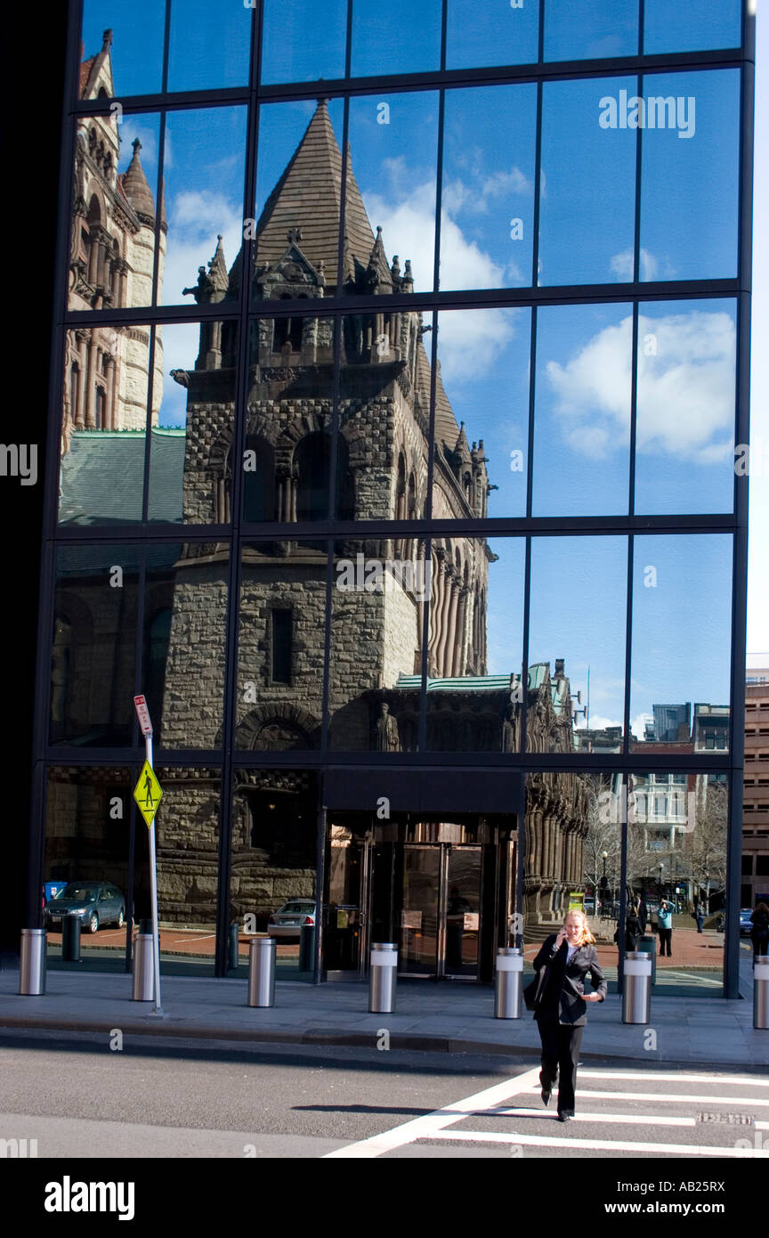 Trinity Church reflected in John Hancock Tower, Boston MA USA Stock ...