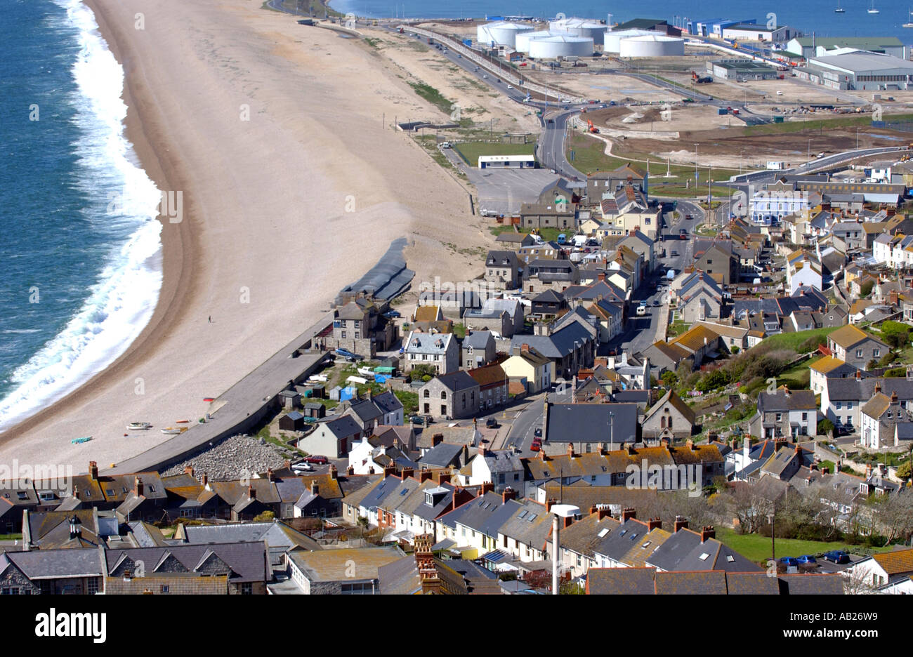 Chesil Beach and Chiswell at Portland in Dorset Britain UK Stock Photo ...
