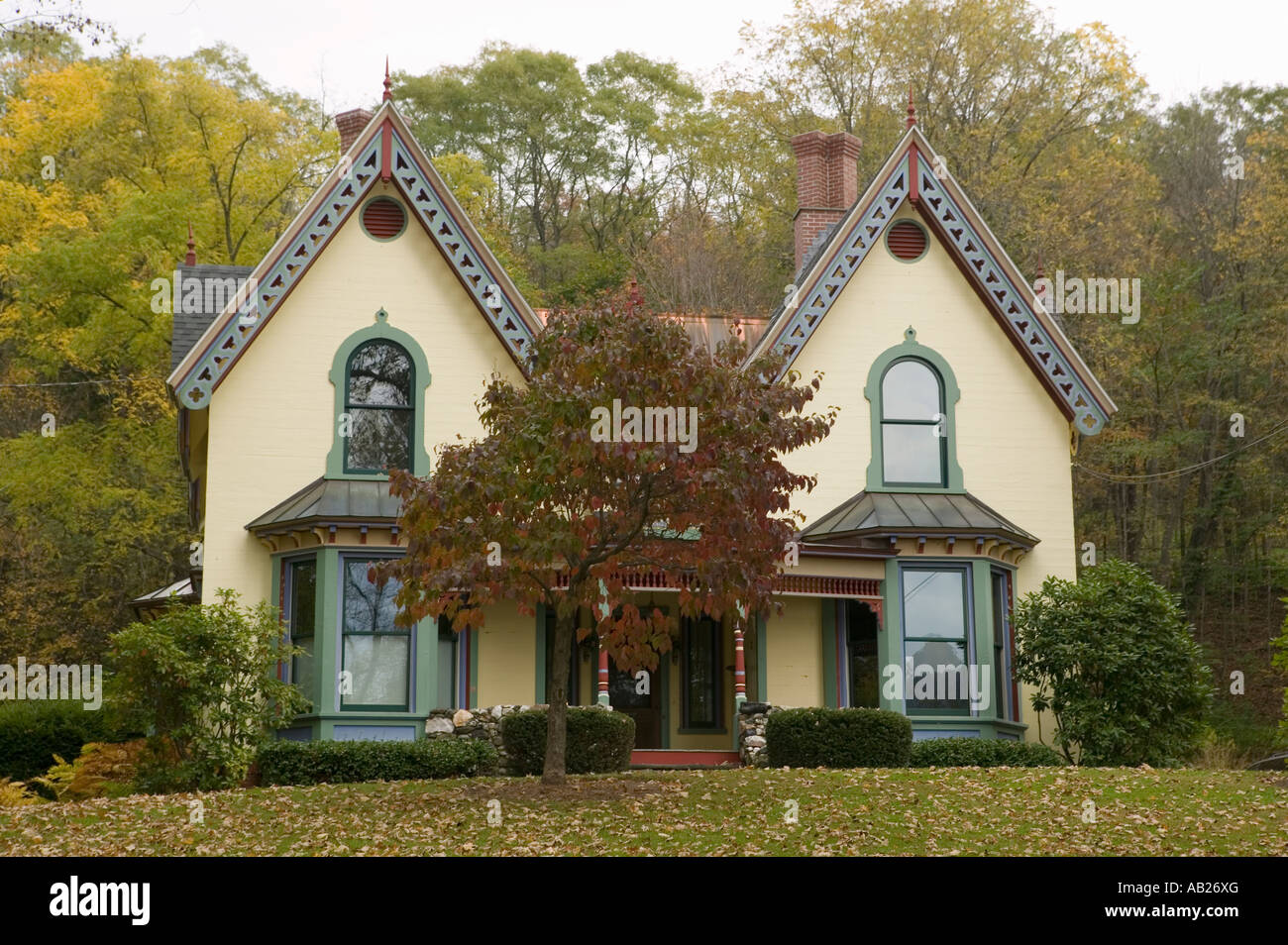 Victorian house in autumn western Massachusetts New England Stock Photo ...