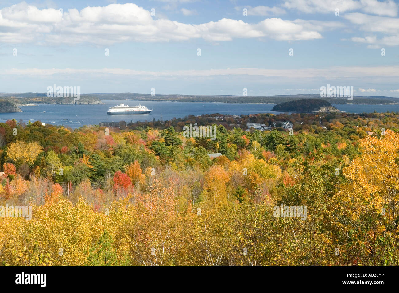Autumn view from 1530 foot high Cadillac Mountain with views of the ...