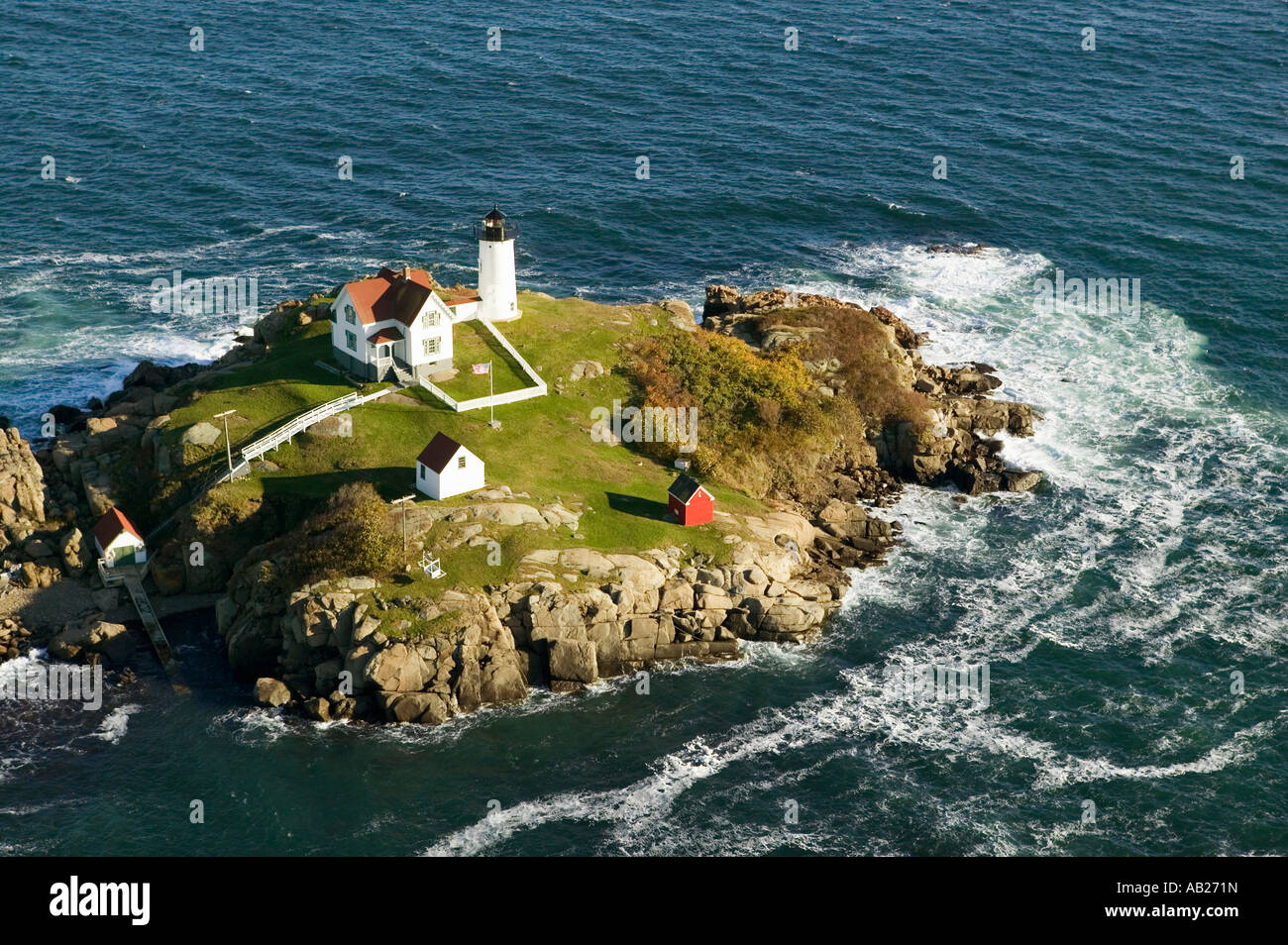 Aerial view of Nubble Lighthouse Cape Neddick Maine Stock Photo - Alamy