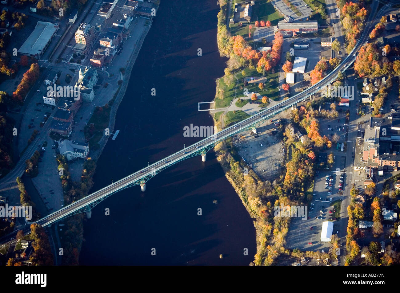Aerial view of bridge to Augusta Maine Stock Photo - Alamy
