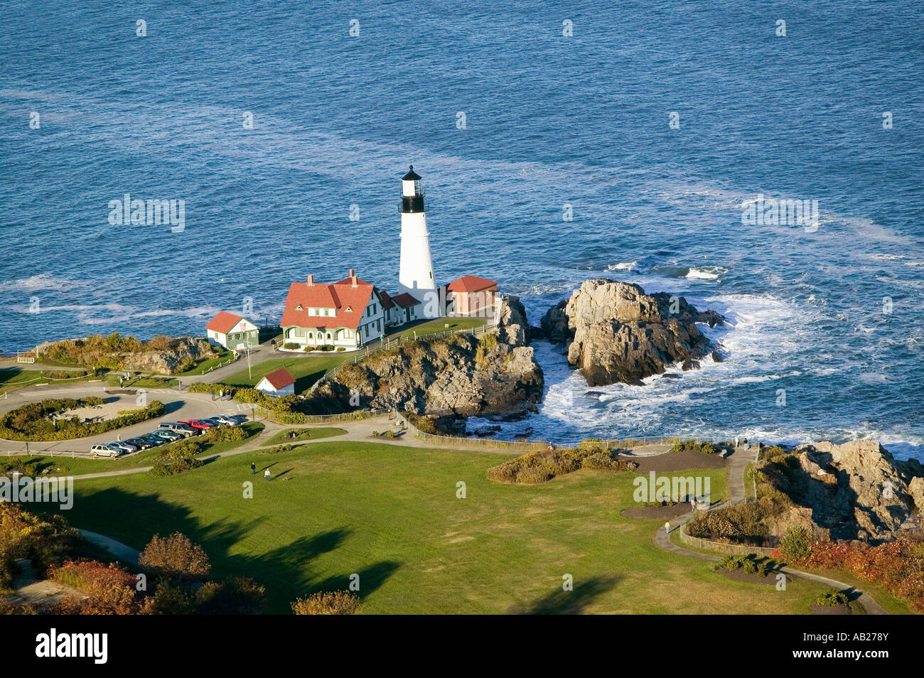 Aerial view of Portland Head Lighthouse Cape Elizabeth Maine Stock ...