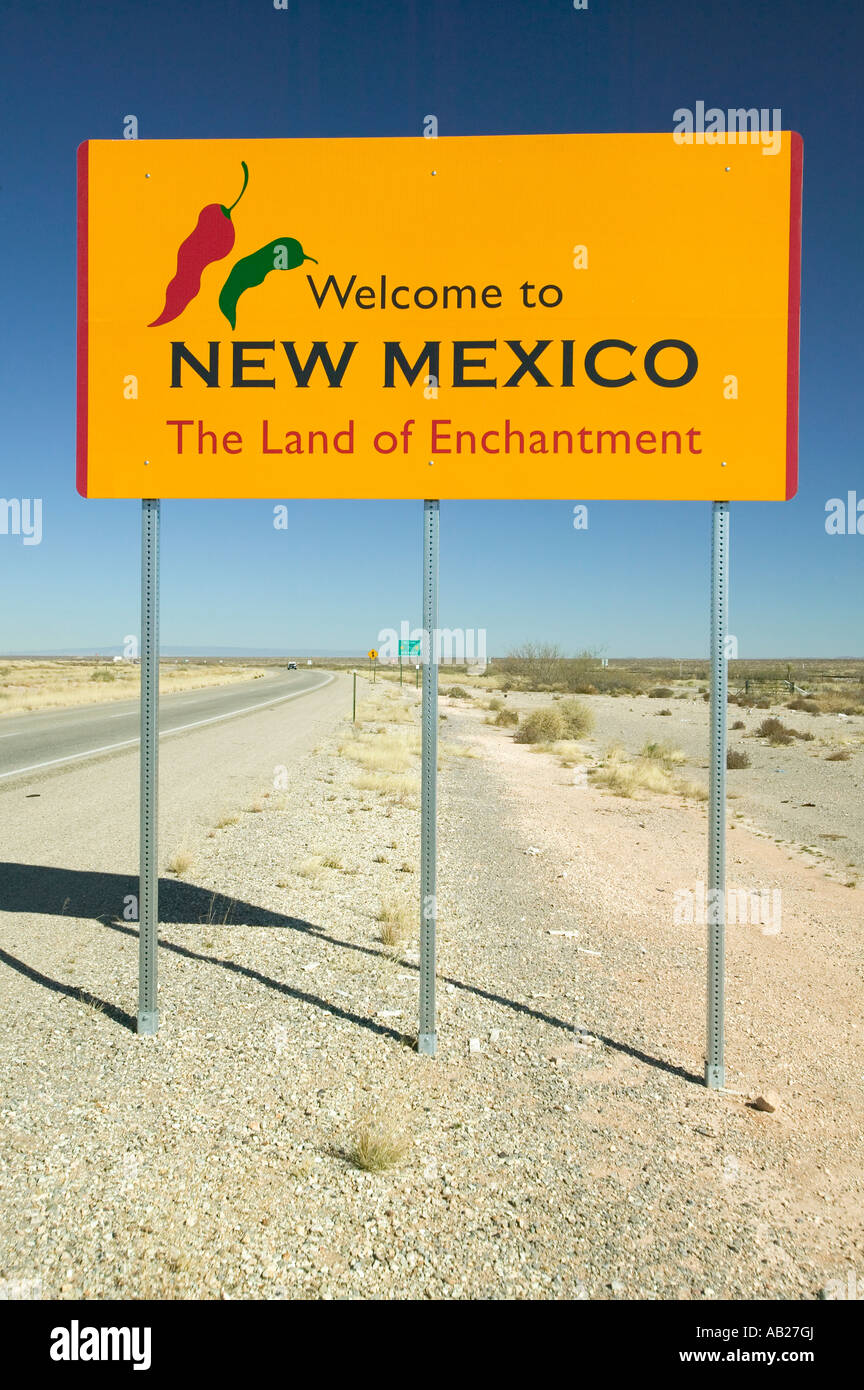 Welcome to New Mexico state sign The Land of Enchantment Stock Photo ...