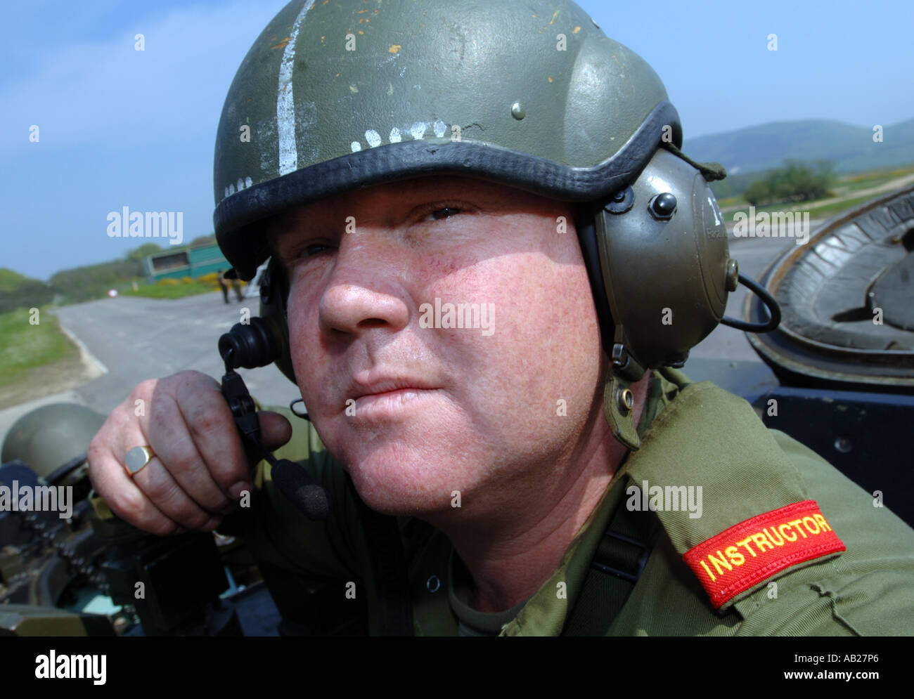 Tank driver at The Armour Centre at Bovington in Dorset Britain UK ...