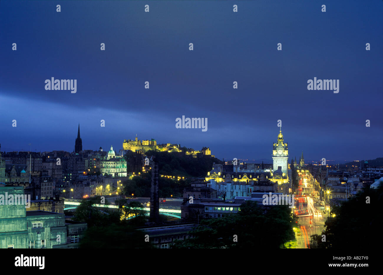 Princess Victoria Street and Castle Edinburgh Scotland UK Stock Photo ...