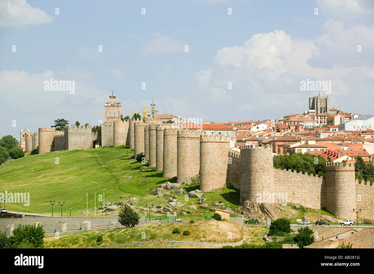 Walled city from 1000 A D surrounds Avila Spain an old Castilian ...