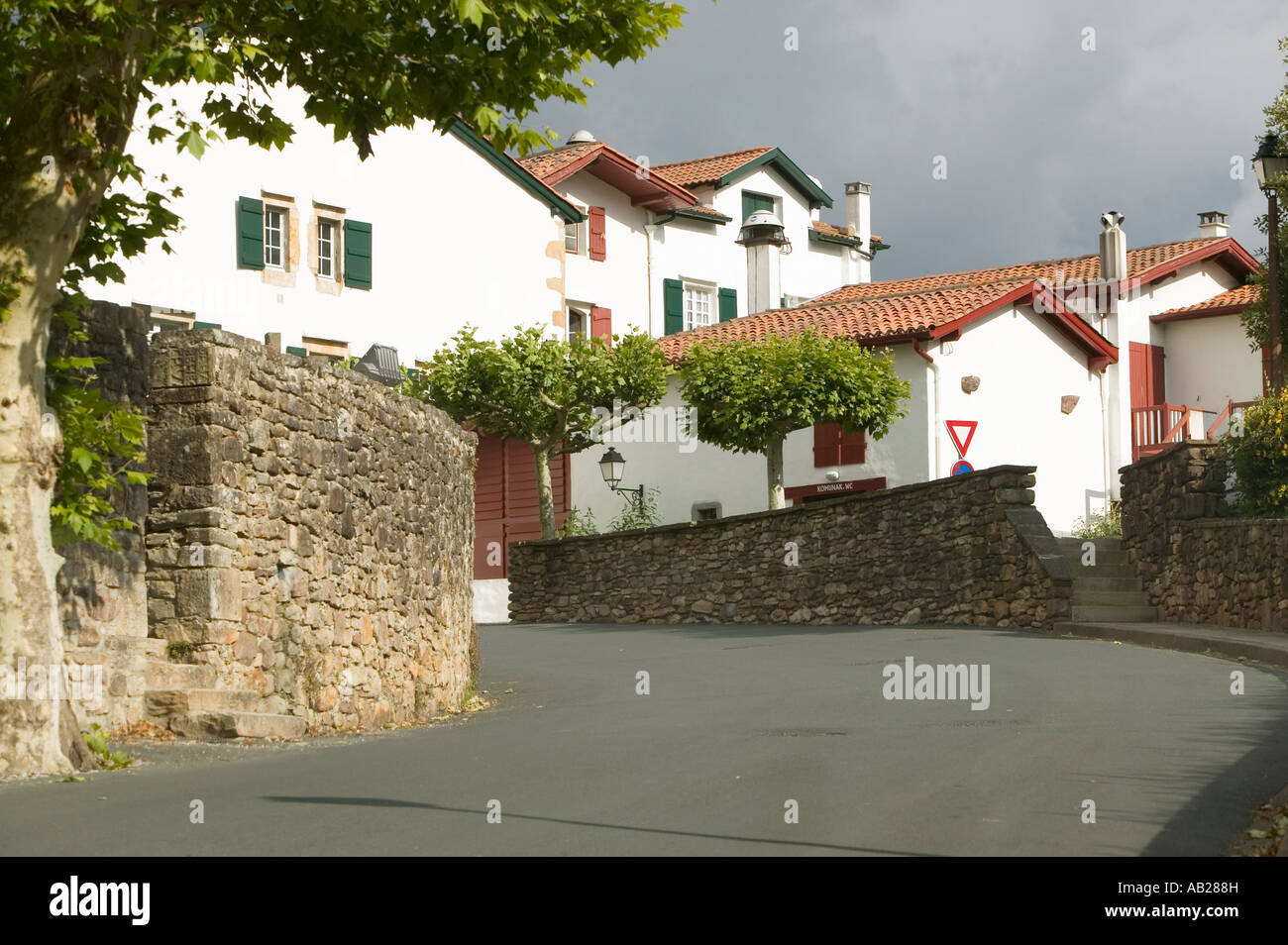 Road to Sare France in Basque Country on Spanish French border is a ...