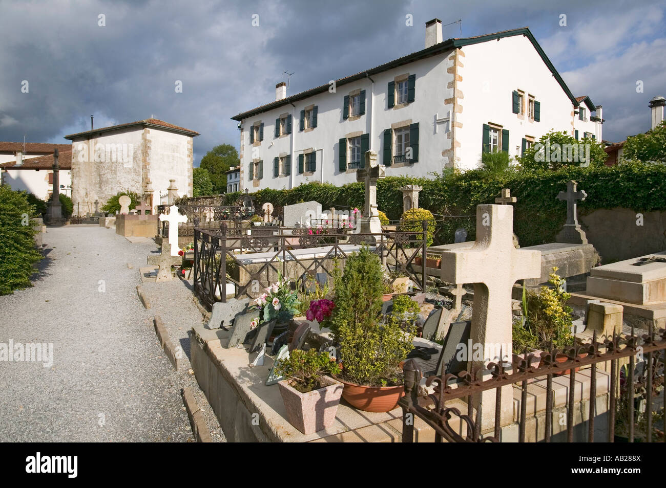 Cemetery in Sare France in Basque Country on Spanish French border a ...