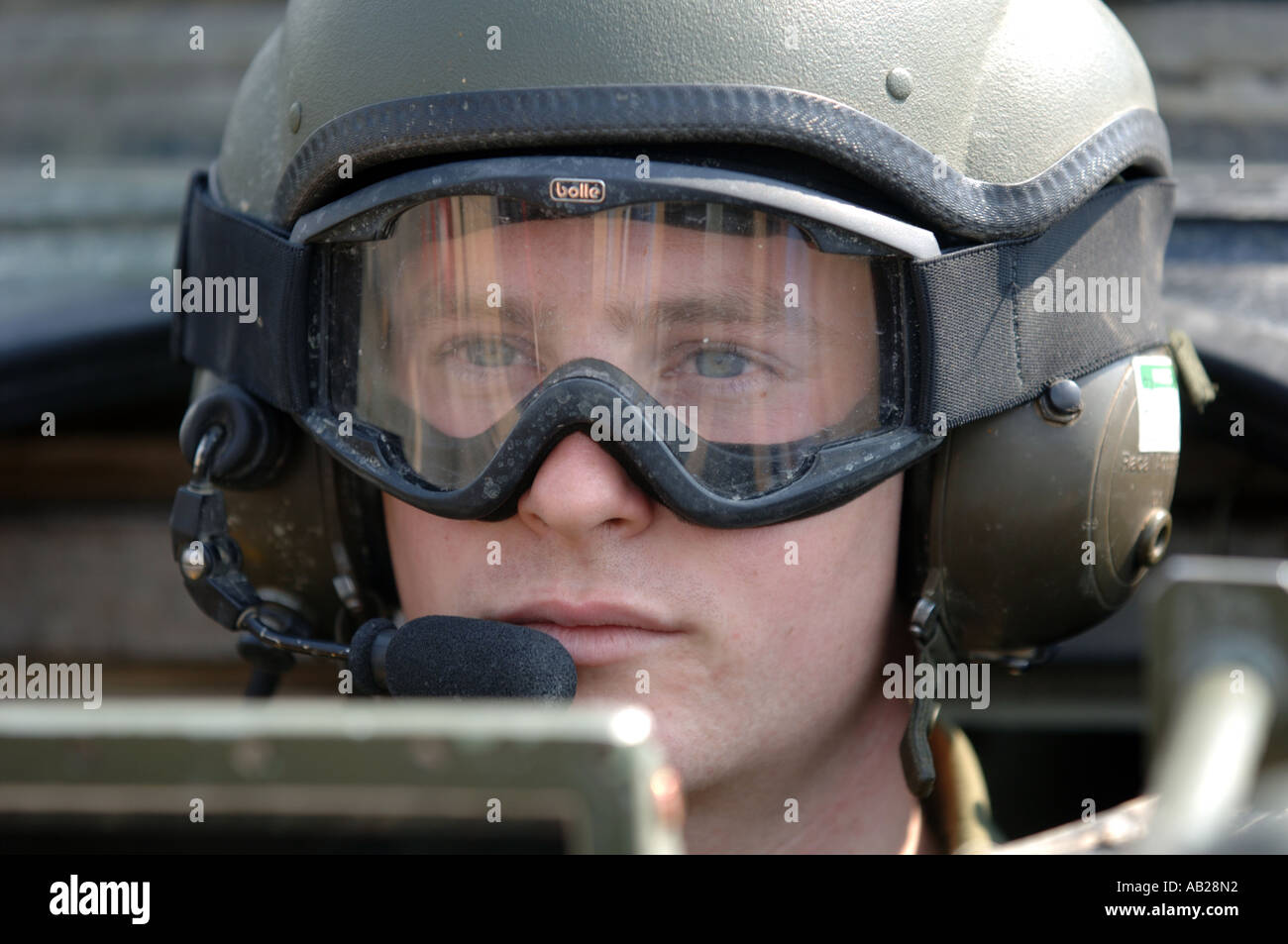 Tank driver at "The Armour Centre" at Bovington in Dorset Britain UK ...