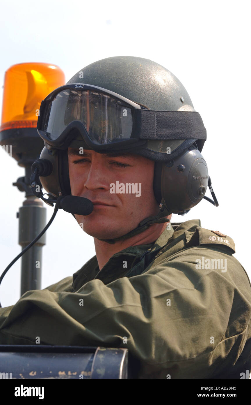 Tank driver at "The Armour Centre" at Bovington in Dorset Britain UK ...