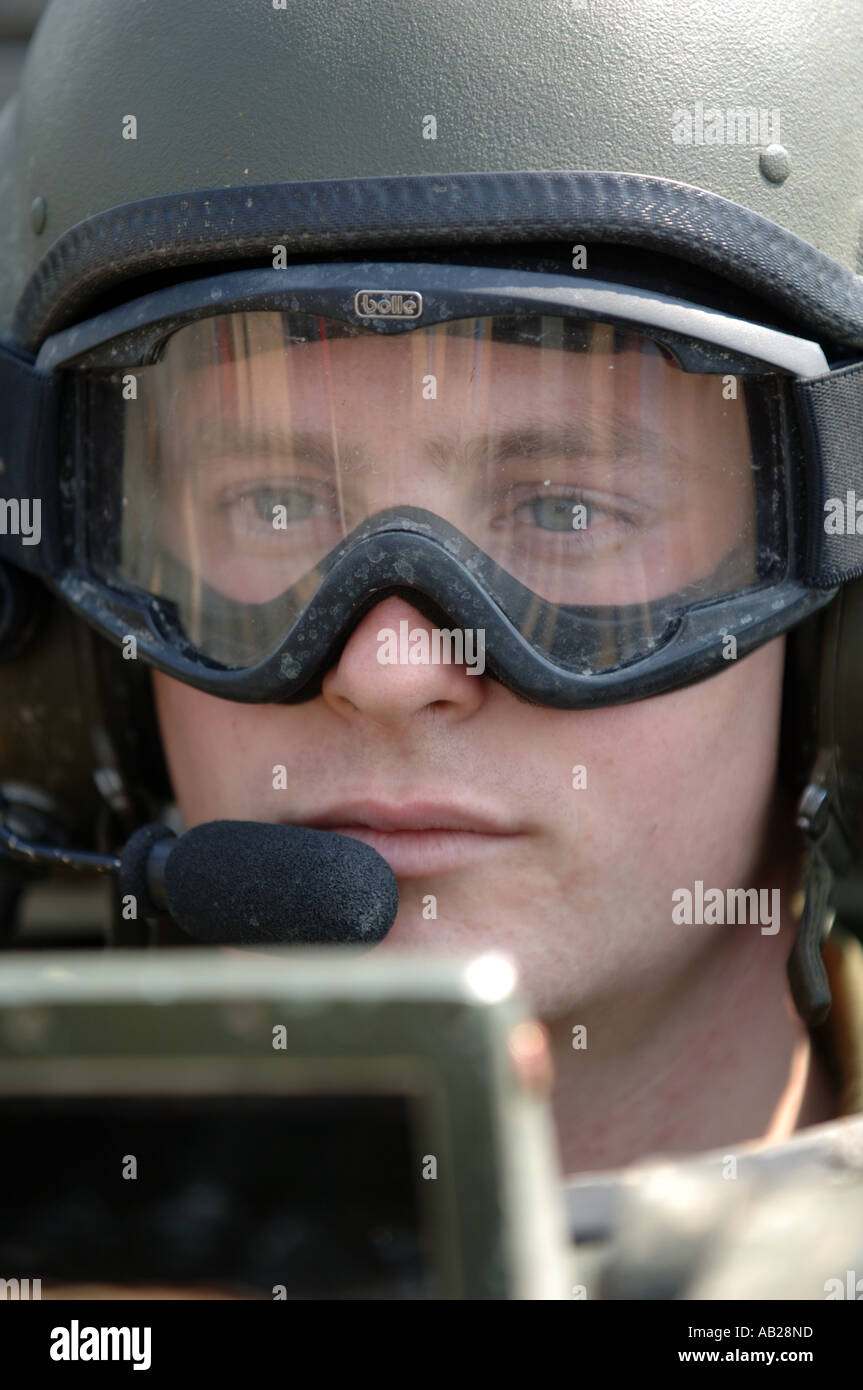 Tank driver at "The Armour Centre" at Bovington in Dorset Britain UK ...