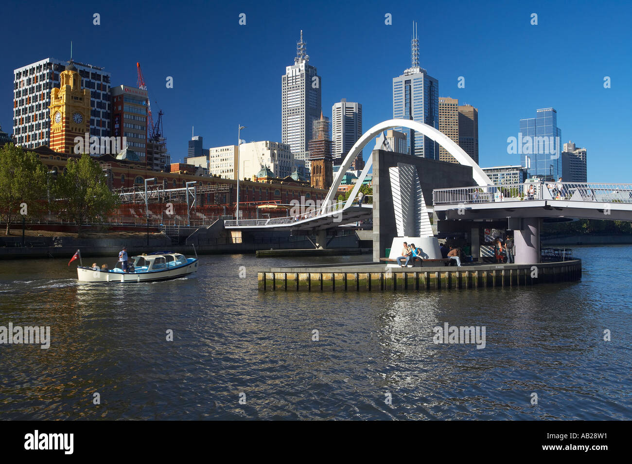 the City Centre and pedestrian bridge over the River Yarra Melbourne ...