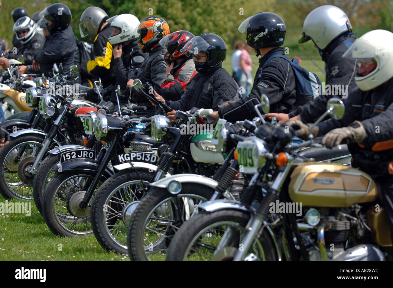 Vintage motorcycle display or rally, Britain UK Stock Photo - Alamy