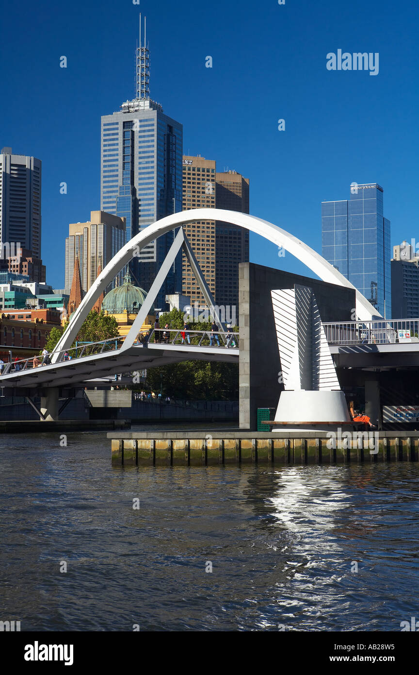the City Centre and pedestrian bridge over the River Yarra Melbourne ...