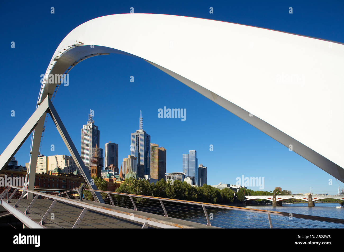 the City Centre and pedestrian bridge over the River Yarra Melbourne ...