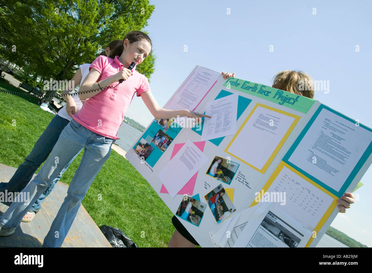 Female student discusses Earth Force environmental Project on Earth Day ...