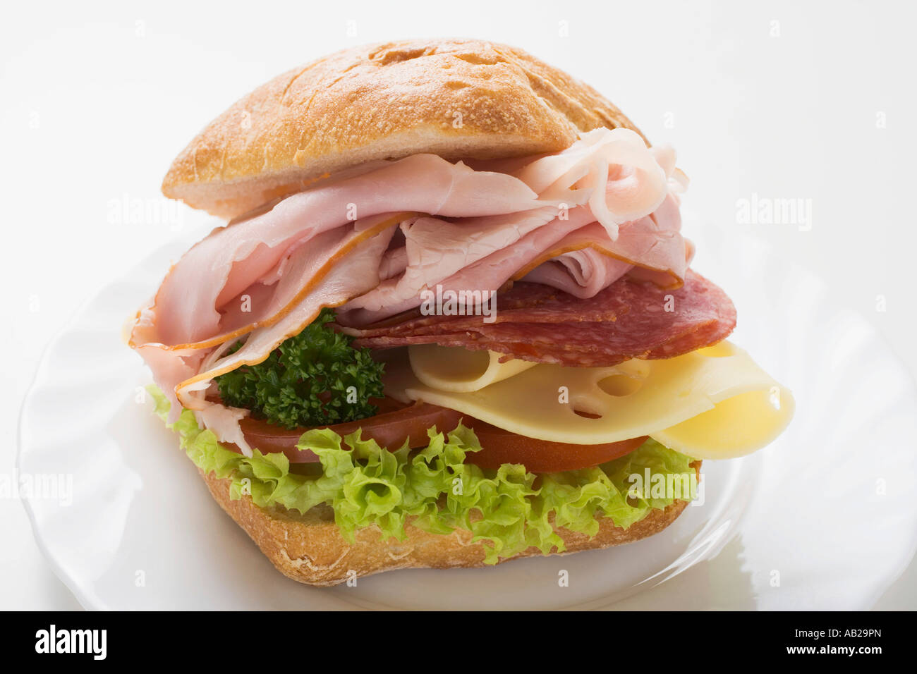 Ham salami and cheese sandwich FoodCollection Stock Photo - Alamy