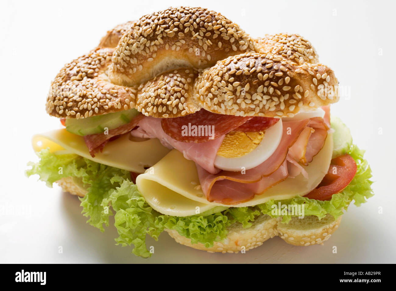 Ham salami cheese and egg sandwich FoodCollection Stock Photo - Alamy