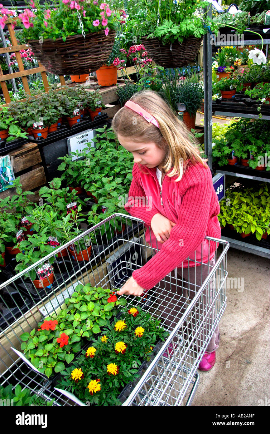 Eight Year Old Girl Shopping in Garden Centre People Lifestyle Wales ...