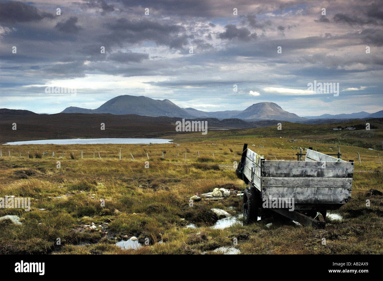 The distant mountains, Foinaven and Arkle, in Scotland's Sutherland ...