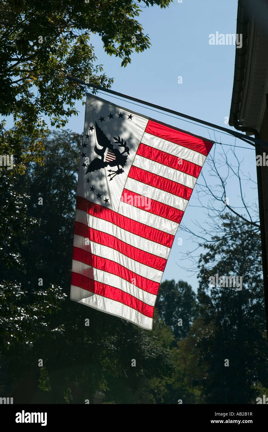 Early American flag is backlit in Yorktown Colonial National Historical ...