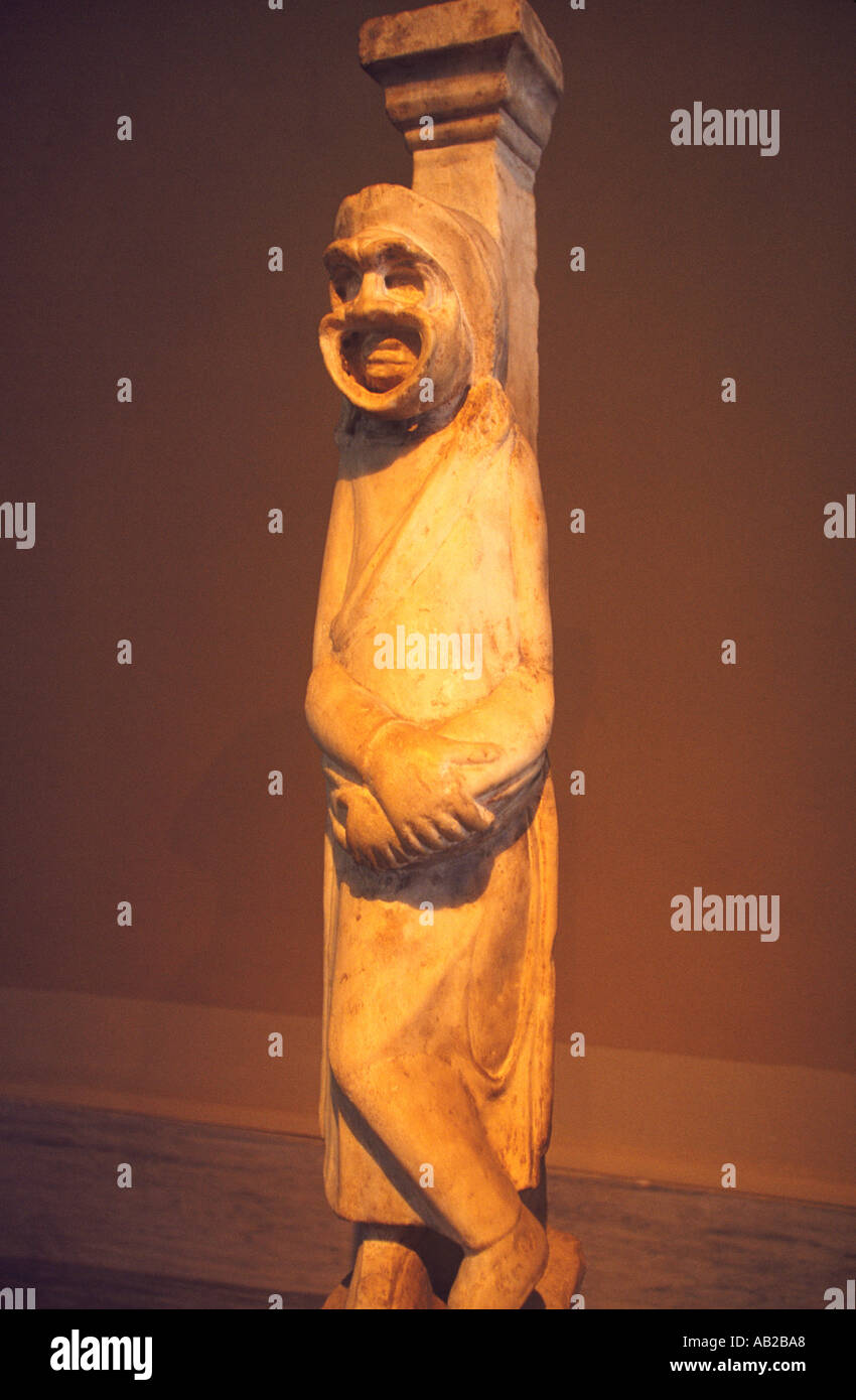 Marble statue of a Roman clown in the Archaeological Museum Istanbul ...