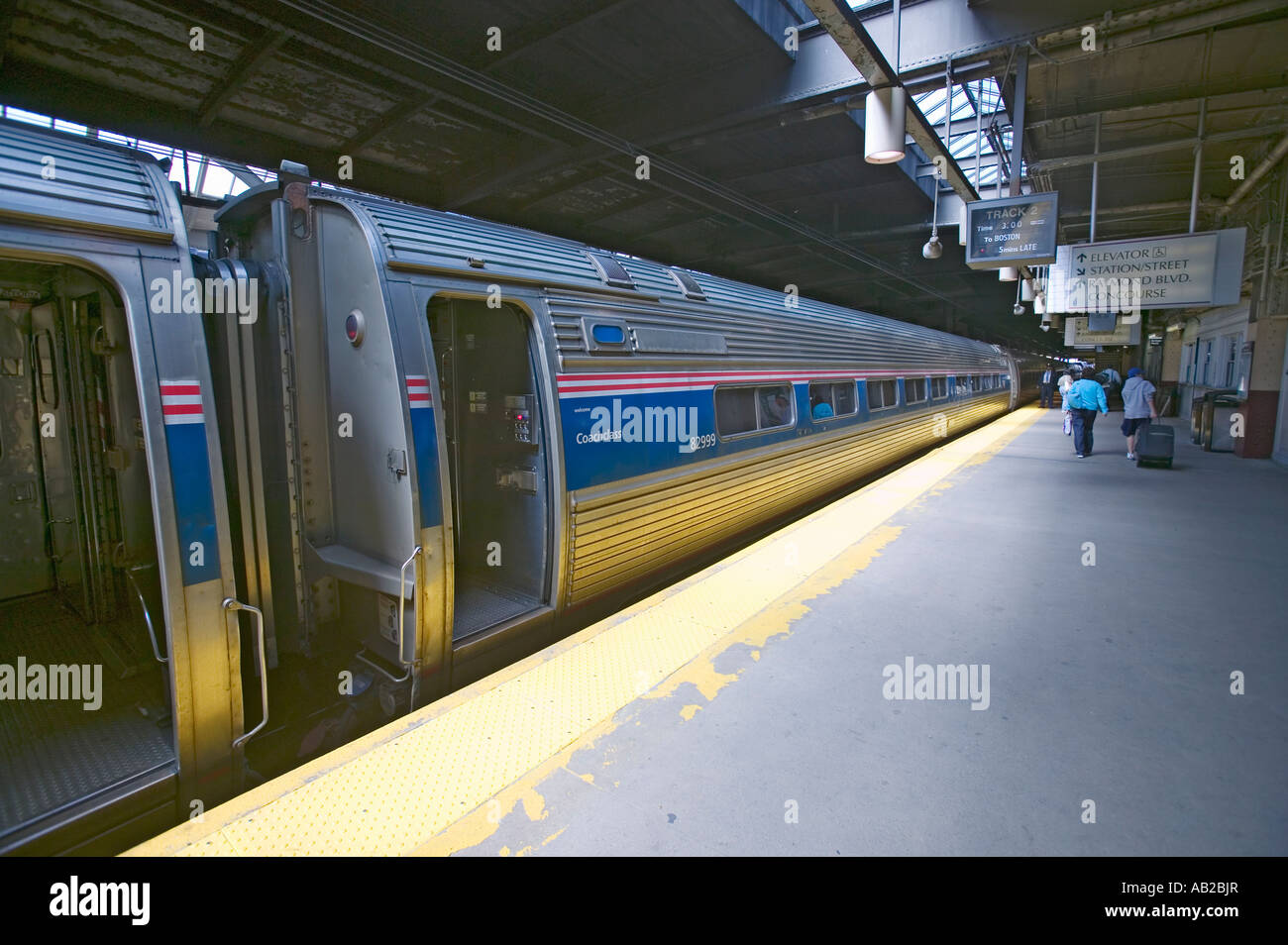 Pre boarding at an Amtrak East Coast train station platform on the way ...