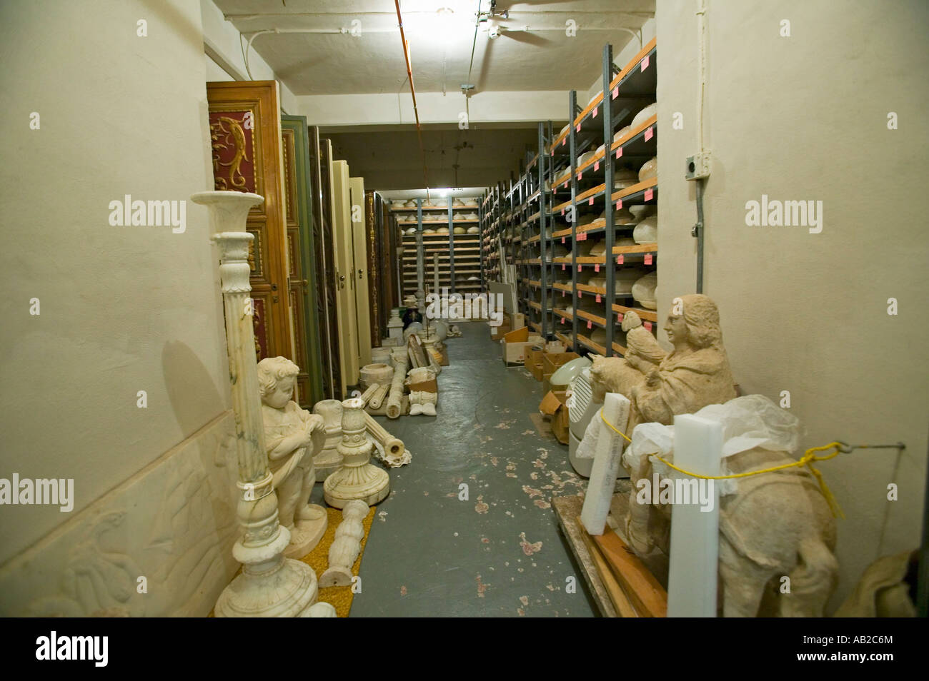 Restoration room for art work in basement of Hearst Castle San Simeon ...
