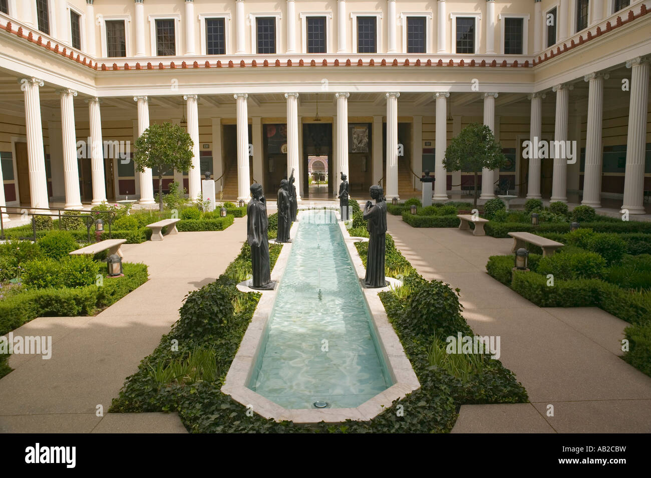 Colonnade and long pool of the Getty Villa Malibu Villa of the J Paul ...